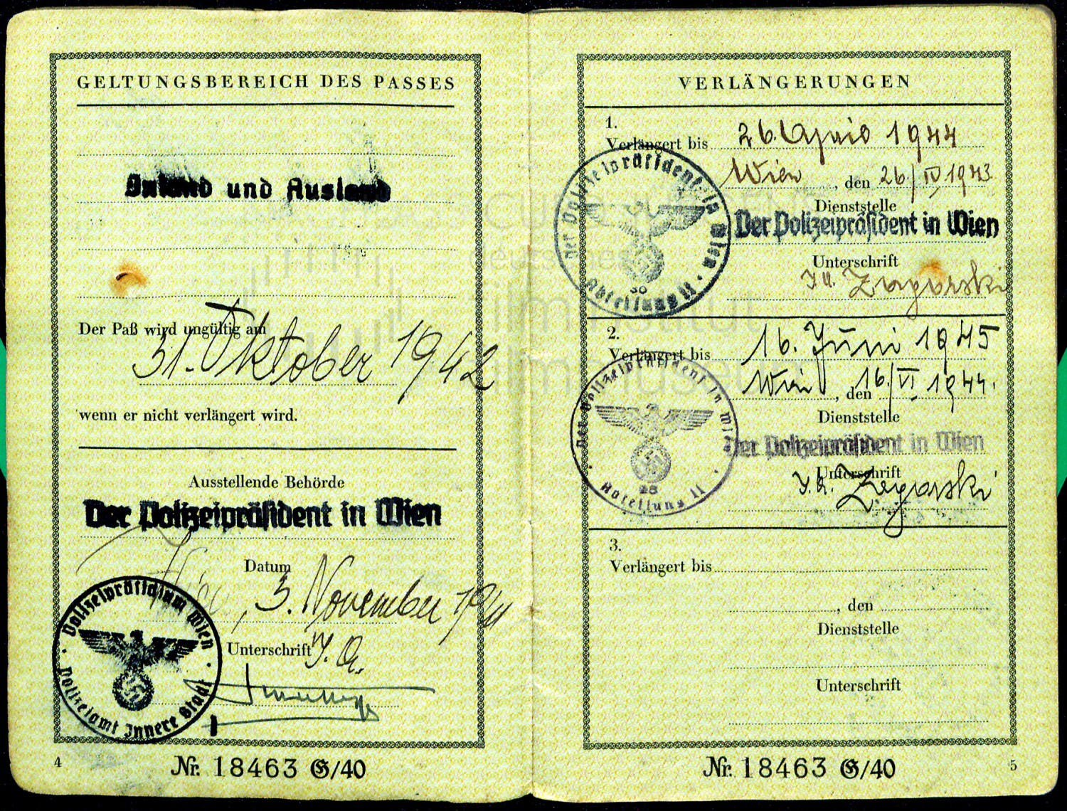 Reisepass des Deutschen Reichs, 1941 - Nachlass Curd Jürgens